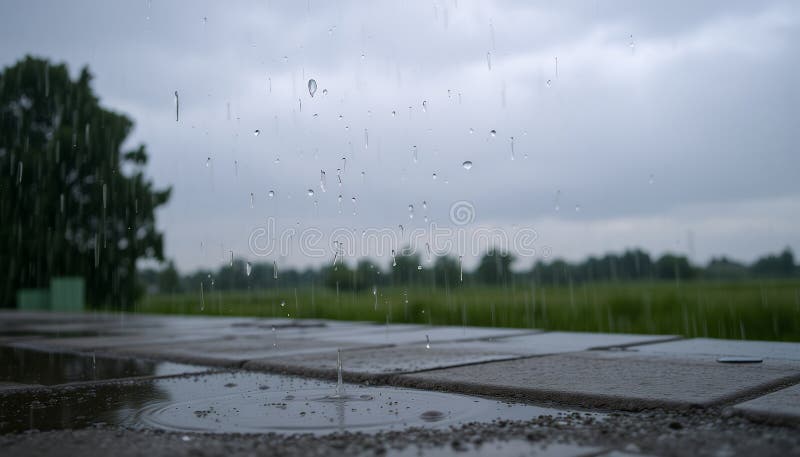 Rainy Day Landscape stock illustration. Illustration of drops - 371663607