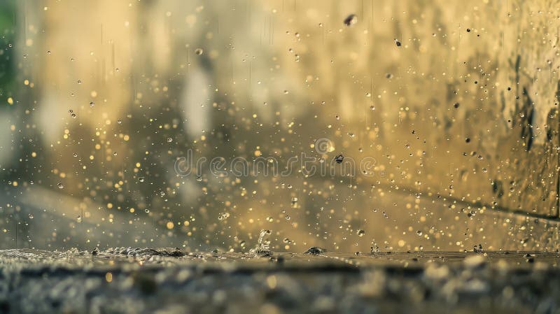 Rain Drops Falling on a Stone Surface Stock Photo - Image of blurry ...