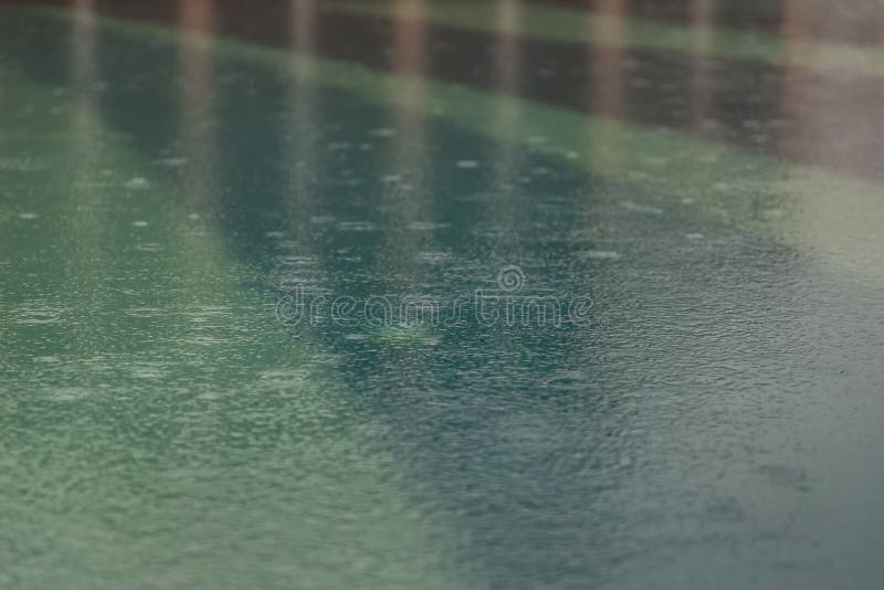 Rain Drops Falling in the Swimming Pool Stock Image - Image of calm ...