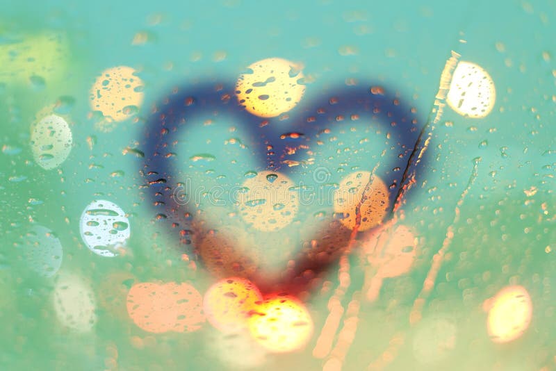 Rain Drops Heart Write Window Light Bokeh Stock Photos - Free & Royalty ...