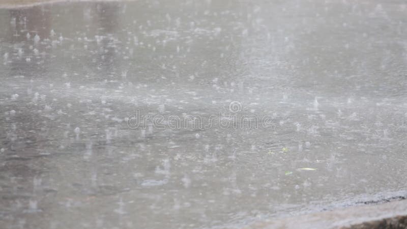 Rain Drops Falling Onto the Surface of a Swimming Pool Stock Footage ...