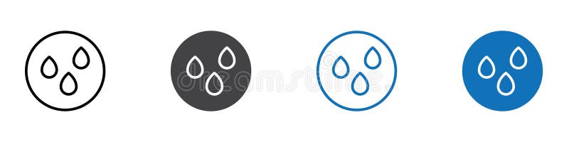 Rain Drops Icon Flat Editable Icon Mark Set Stock Vector - Illustration ...