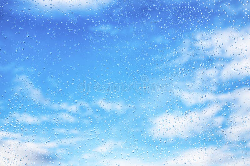 Rain Drops on the Blue Glass Background Stock Image - Image of potty ...