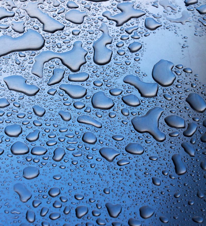 The Rain Drops on a Metal Surface Stock Photo - Image of liquid ...