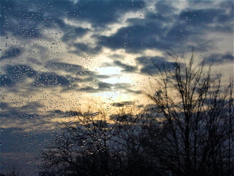 Rain drops on my windows stock photo. Image of sunset - 127586710