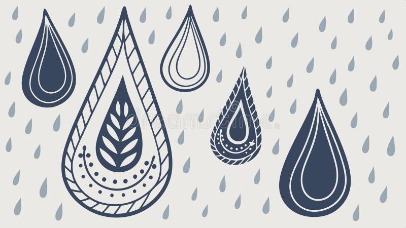Rain Drops Pattern, Weather and Nature Illustration Design Element ...