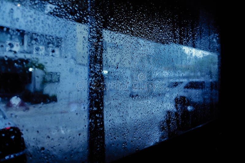 Rain Drops Pouring Down on Window Glass Stock Photo - Image of water ...