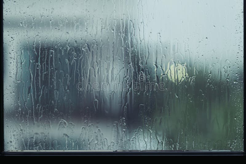 Rain Drops during Raining in Rainy Day Outside Window Glass with ...