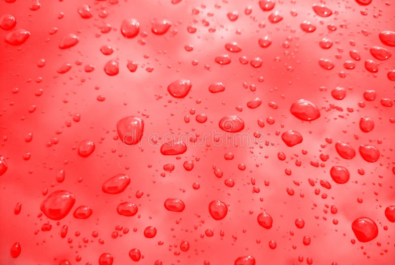 Rain Drops on Red Background Stock Image - Image of reflection, nature ...
