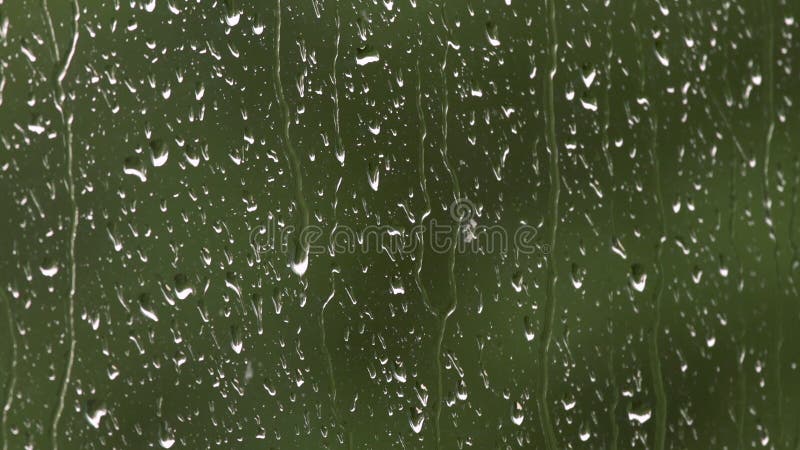 Rain Drops Running Down the Window Surface. Heavy Summer Rain Outside ...