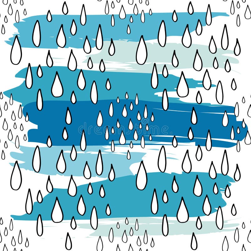Rain Drops Seamless Pattern. Doodle. Vector Illustration Stock ...