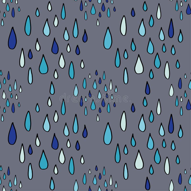 Rain Drops Seamless Pattern. Doodle. Vector Illustration Stock ...