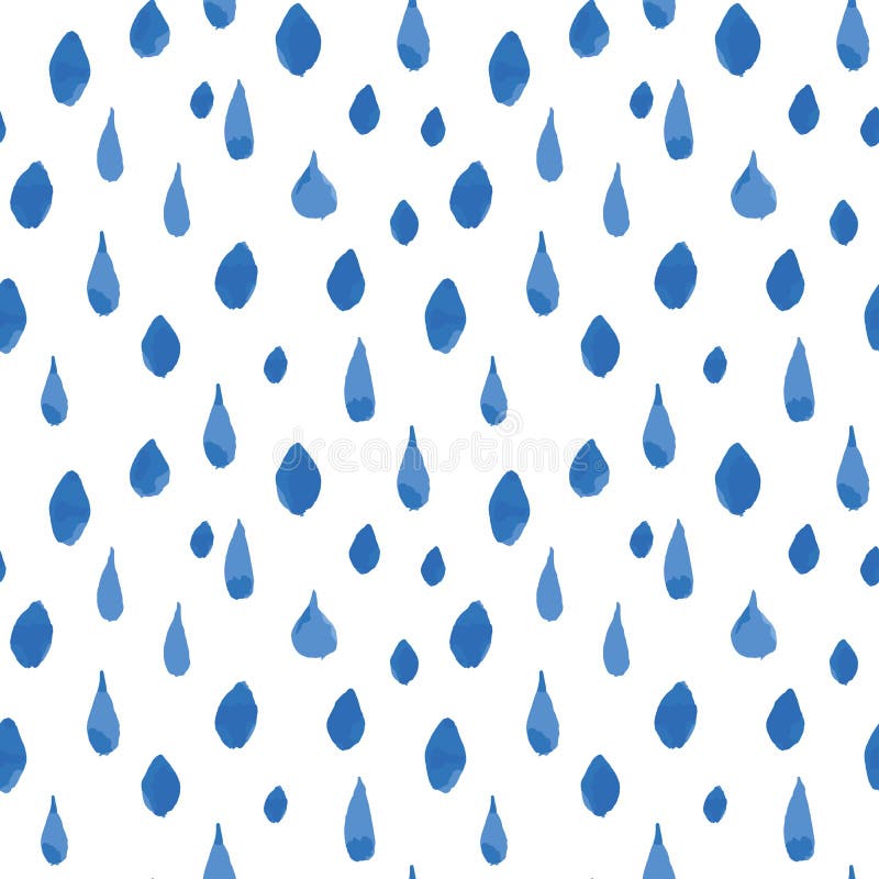 Rain Drops Seamless Pattern. Hand Drawn Vector Illustration. Stock ...
