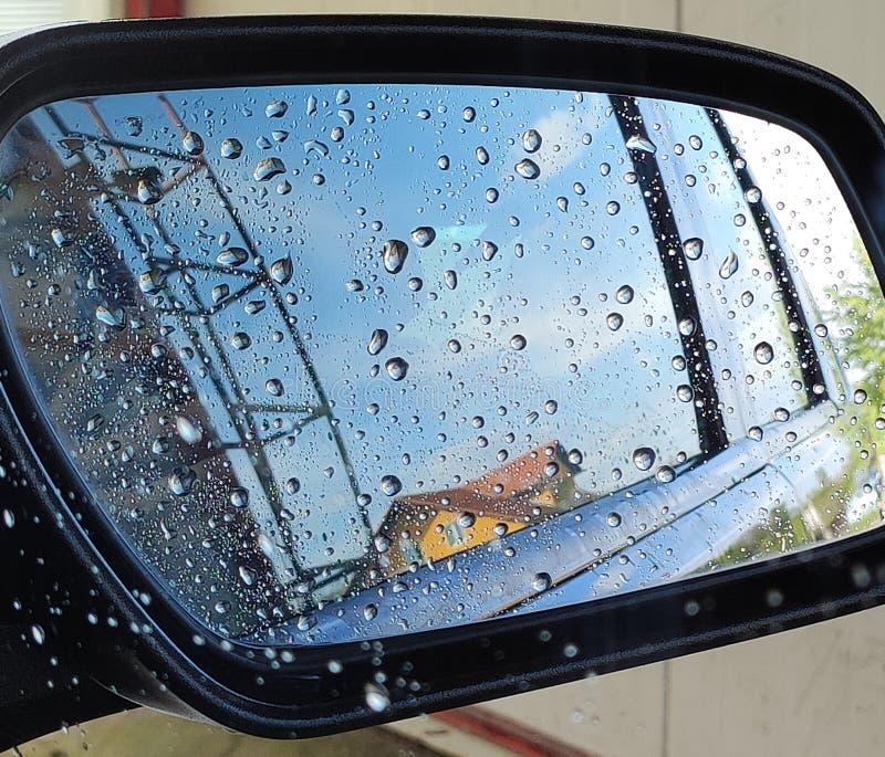 Rain Drops on a Side Door Mirror Stock Image - Image of pattern, drop ...