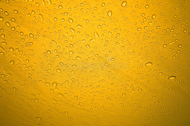 Rain Drops on the Solid Abstract Yellow Background Stock Image - Image ...
