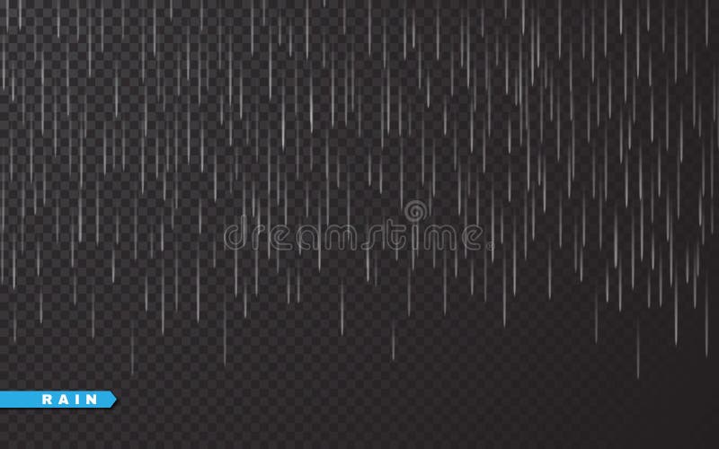 Rain Drops on Transparent Background. Falling Water Drops. Nature ...