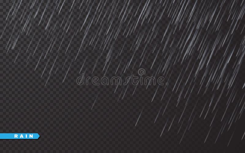 Rain Drops on Transparent Background. Falling Water Drops. Nature ...