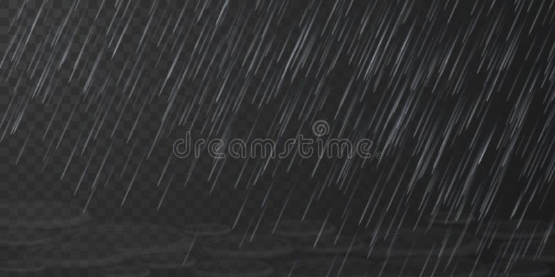 Rain Drops on Transparent Background. Falling Water Drops. Nature ...
