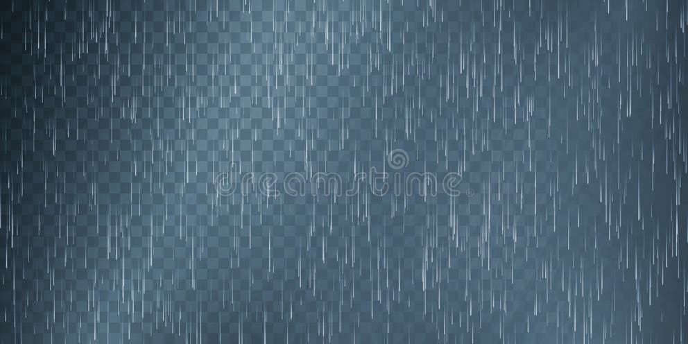Rain Drops on Transparent Background. Falling Water Drops. Nature ...