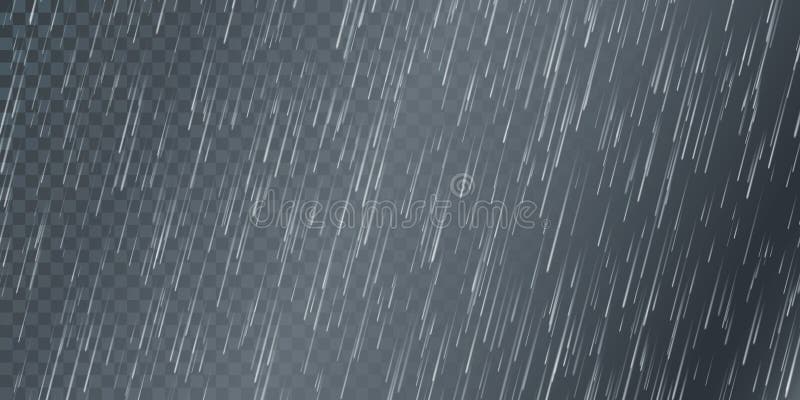 Rain Drops on Transparent Background. Falling Water Drops. Nature ...