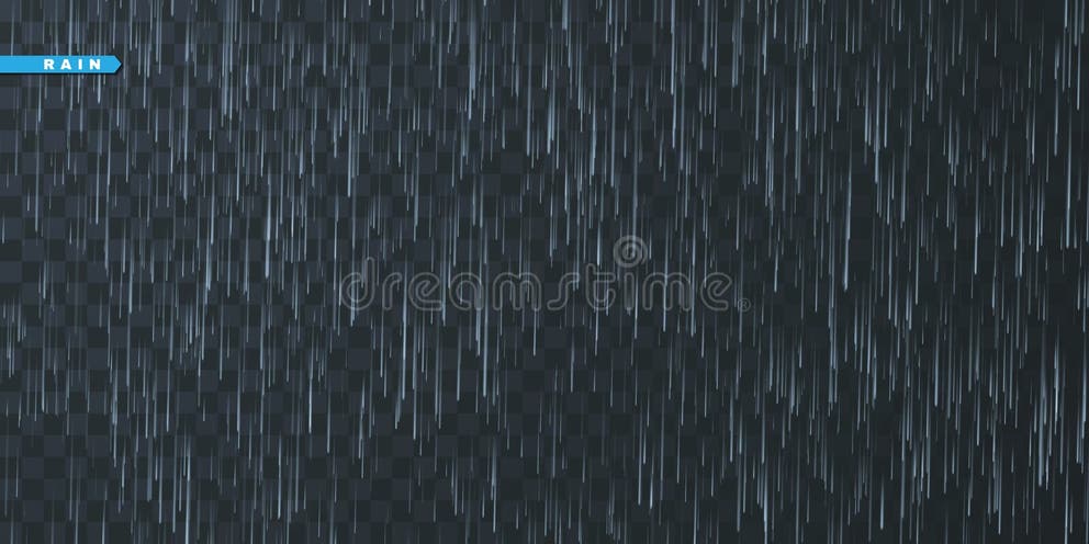 Rain Drops on Transparent Background. Falling Water Drops. Nature ...