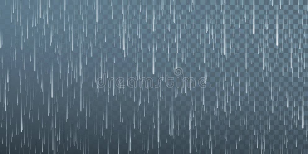 Rain Drops on Transparent Background. Falling Water Drops. Nature ...