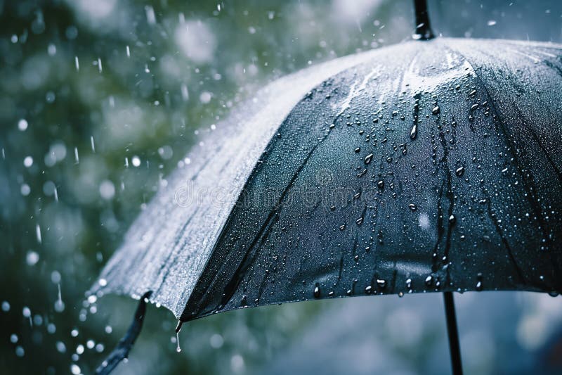 Rain Drops on Umbrella. Rainy Day in Rainy Season. Rainy Weather. Stock ...