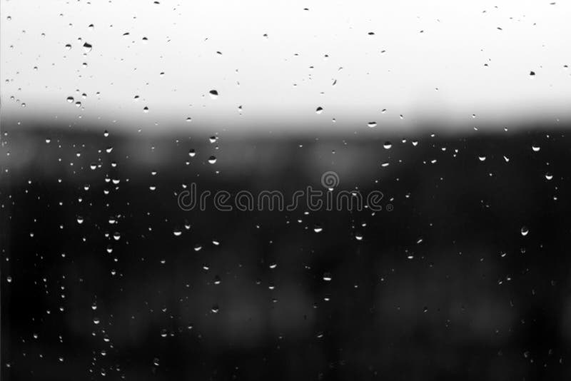 Rain Drops on Window with Blured Background in Black and White. Stock ...