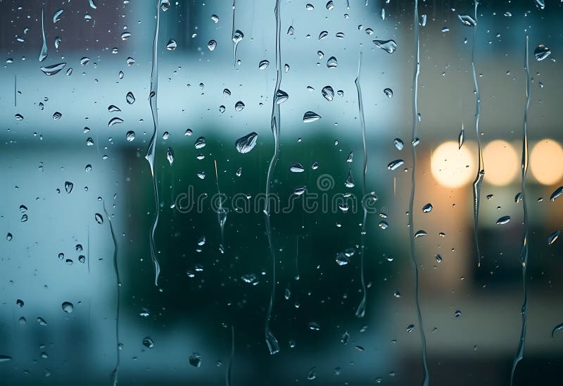 Rain Drops on a Window with a Building in the Background Stock ...