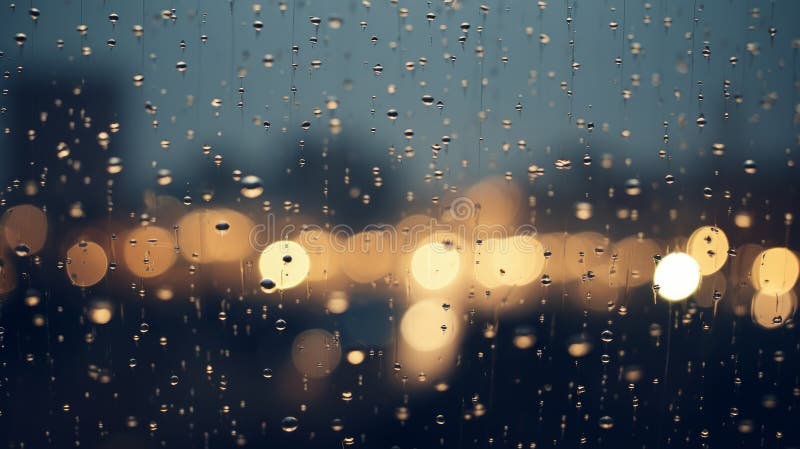 Rain Drops on a Window with City Lights Stock Image - Image of weather ...