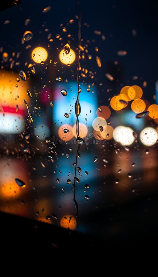 Rainy Night Lights stock illustration. Illustration of glass - 371663806