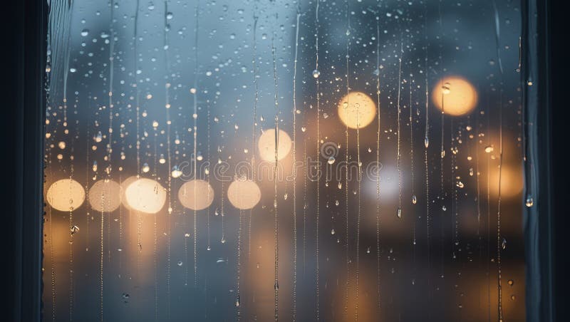 Rain Streaks Glass City Night Lights Blurred Stock Photos - Free ...