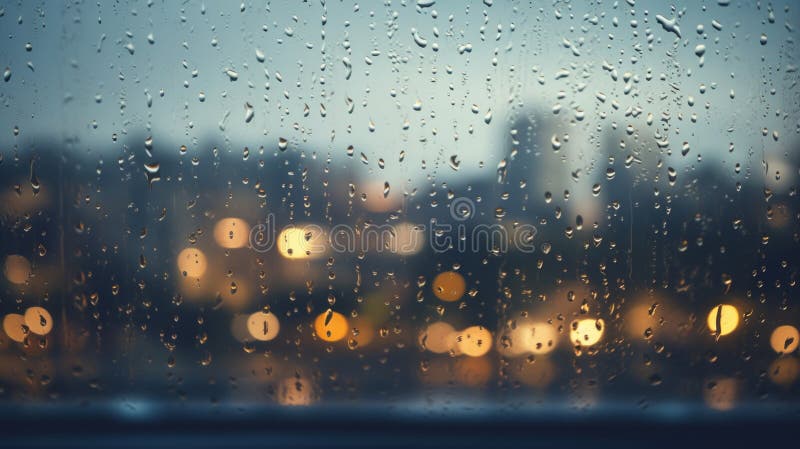 Rain Drops on Window with City Lights Stock Photo - Image of rainstorm ...