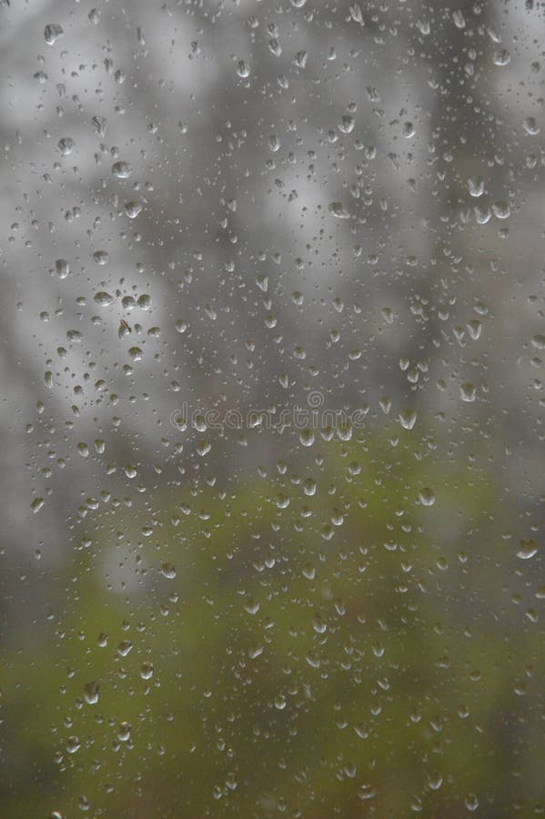 Rain Drops on the Window with Forest Background Stock Photo - Image of ...