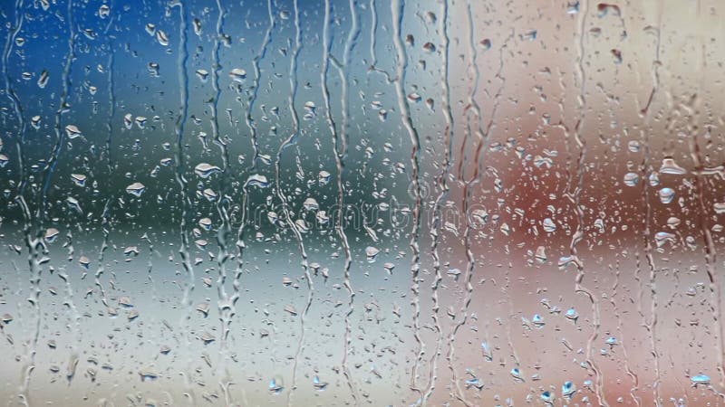 Rain Drops Pouring Down on Window Glass on a Rainy Weather Day Stock Video - Video of bubble ...