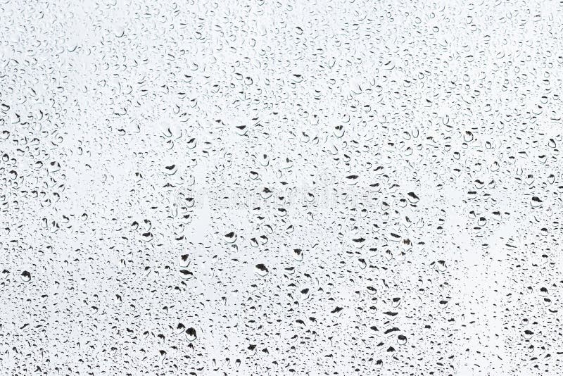 Rain Drops on Window Glasses Surface with Gray Sky Background . Natural ...