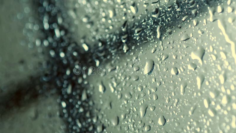 A Rainy Window Featuring Blinds with Lush Greenery Visible Outside ...