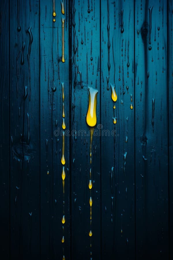 Rain Drops on a Wooden Wall with a Yellow Light Stock Illustration ...