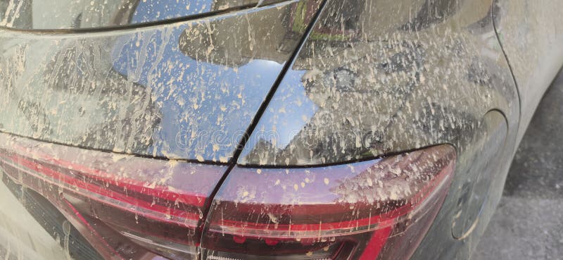 Rain Dust Drops Stains Over Trunk Car Door Stock Image - Image of ...