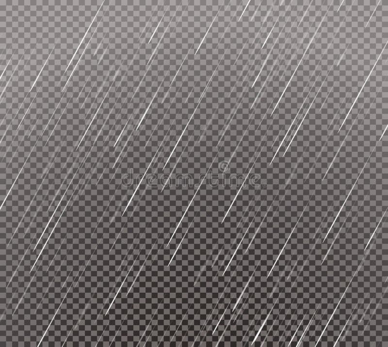 Rain Effect on Transparent Grid Background. Falling Water Drops Stock ...