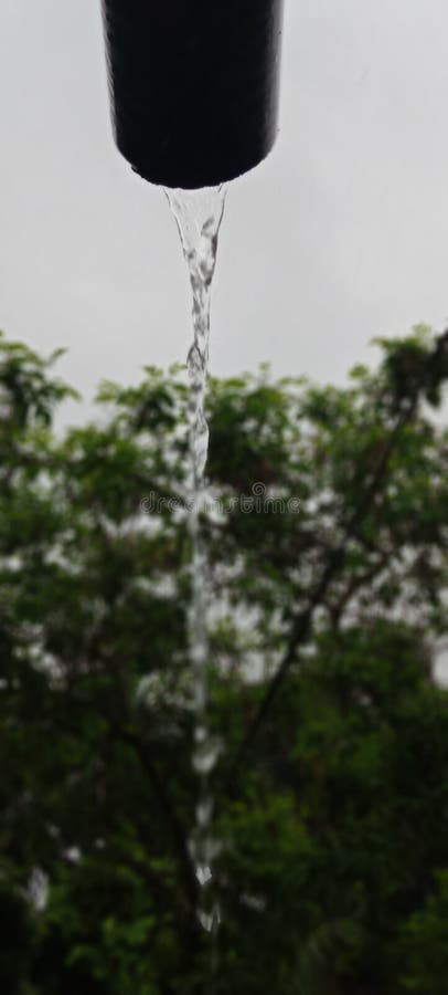Water Falling from the Water Pipe. Stock Photo - Image of leaf, grass ...