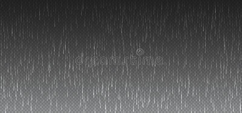 Rain Fall Texture Isolated on Transparent Backdrop. Vertical Vector ...