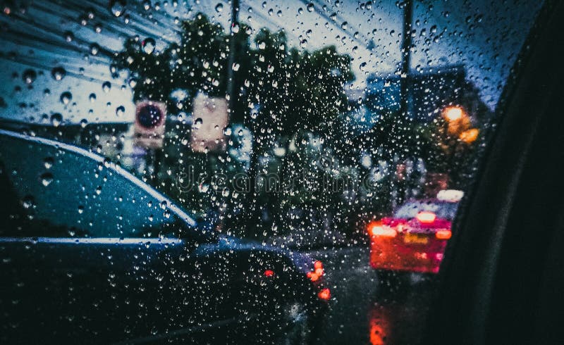 The Rain Fall and Traffic Jam Stock Image - Image of stuck, traffic ...