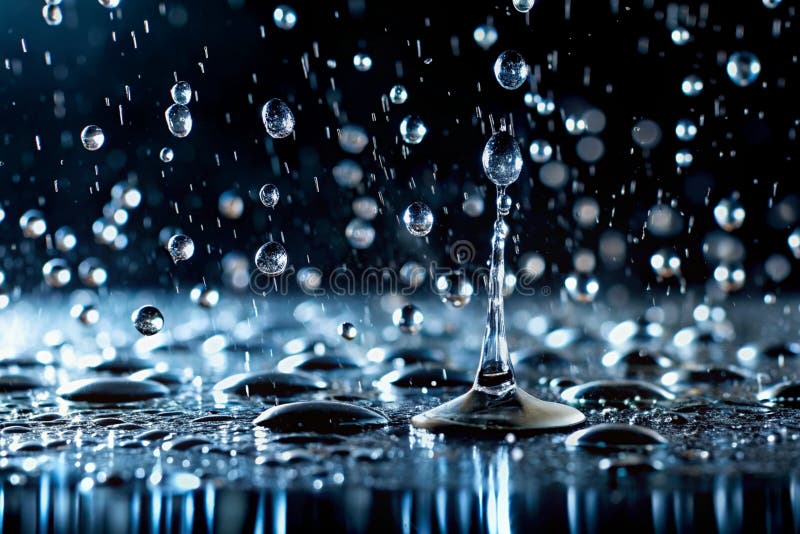 Rain Falling on Black Isolated Background for Moody or Water-Themed ...