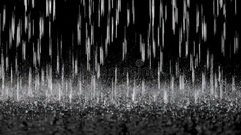 Rain Falling on Dark Surface with Splashes in Black and White. Nature ...