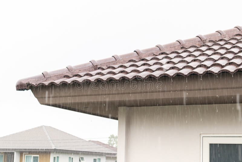 Rain Falling Down from the House Roof Stock Image - Image of house ...