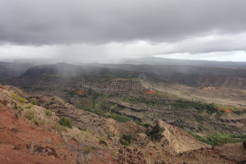 Rain Falling Down upon the Small Mountains on the Outer Edges of Waimea ...