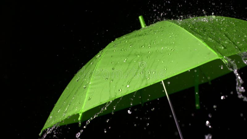 Rain Falling on Green Umbrella Stock Video - Video of umbrella ...