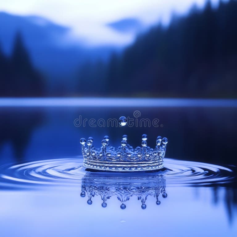 Rain Falling into the Lake Creates a Ripple and Splash Effect on the ...