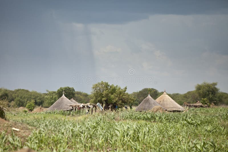Rain Falling Near Huts in South Sudan Stock Image - Image of african ...